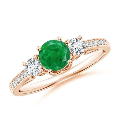 2wist Designs 18K Rose Gold Plated Solitaire Ring Round Shape Emerald ...