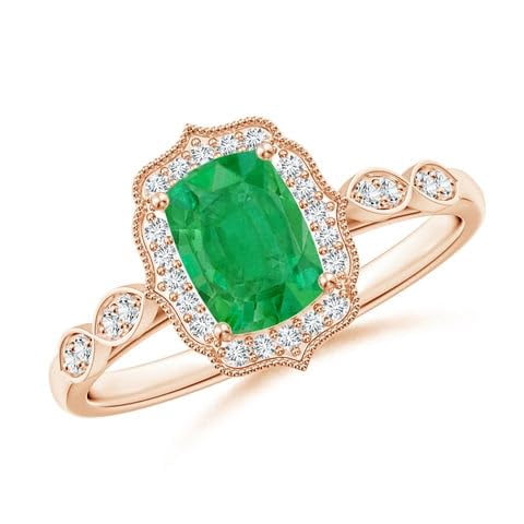 2wist Designs 18K Rose Gold Plated Statement Ring Cushion Emerald Green ...
