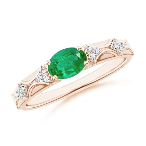 2wist Designs 18K Rose Gold Plated Statement Ring Oval Emerald Green ...