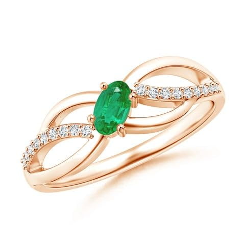 2wist Designs 18K Rose Gold Plated Statement Ring Oval Emerald Green ...