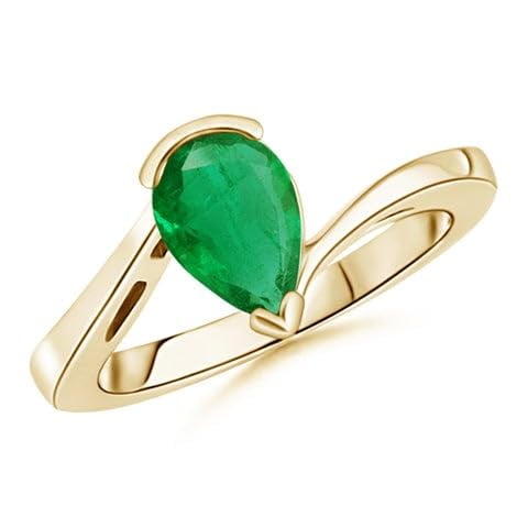 2wist Designs 18K Yellow Gold Plated Emerald Pear Shape Solitaire ...