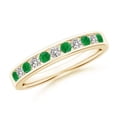 2wist Designs 18K Yellow Gold Plated Half Eternity Band Emerald Round ...