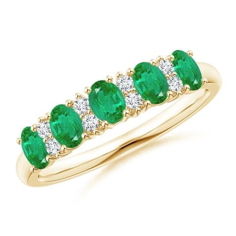 2wist Designs 18K Yellow Gold Plated Half Eternity Band Ring Oval Shape ...