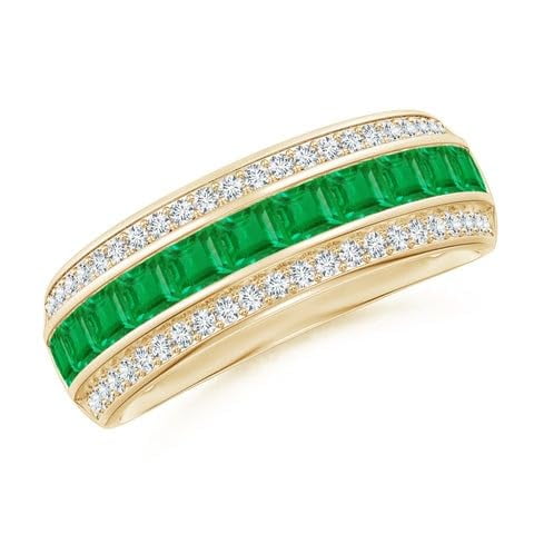 2wist Designs 18K Yellow Gold Plated Half Eternity Emerald Emerald ...