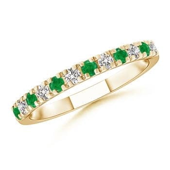 2wist Designs 18K Yellow Gold Plated Half Eternity Round Emerald Green ...