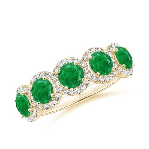 2wist Designs 18K Yellow Gold Plated Halo Half Eternity Band Emerald ...