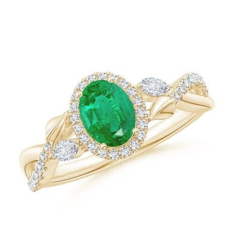 2wist Designs 18K Yellow Gold Plated Halo Solitaire Ring Oval Shape ...