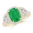 2wist Designs 18K Yellow Gold Plated Halo Statement Ring Cushion Shape ...