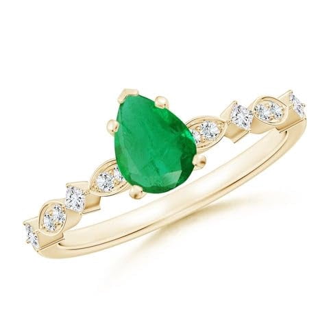 2wist Designs 18K Yellow Gold Plated Pear Cut Emerald Green Nature ...