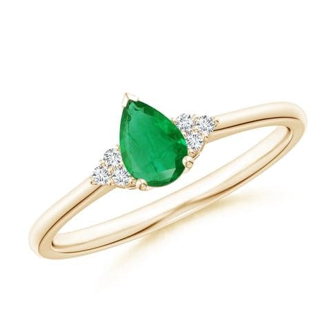 2wist Designs 18K Yellow Gold Plated Pear Cut Emerald Green Solitaire ...