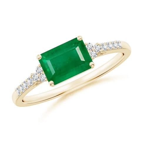 2wist Designs 18K Yellow Gold Plated Solitaire Emerald Emerald Shape ...