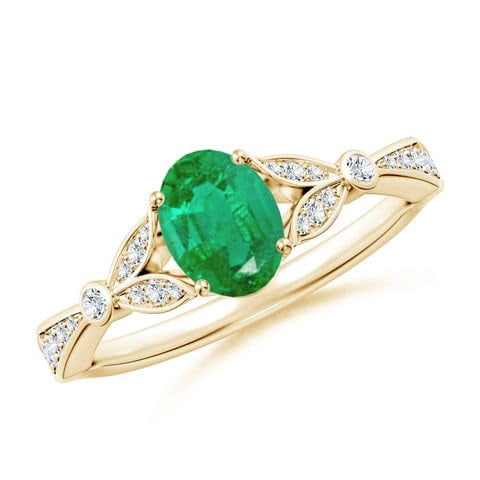 2wist Designs 18K Yellow Gold Plated Solitaire Emerald Oval Shape Prong ...