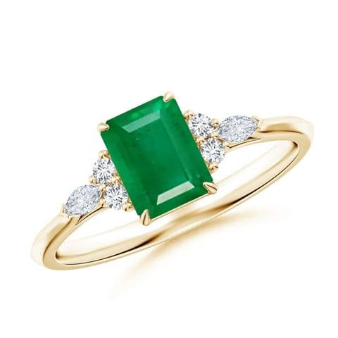 2wist Designs 18K Yellow Gold Plated Solitaire Ring Emerald Cut Emerald ...