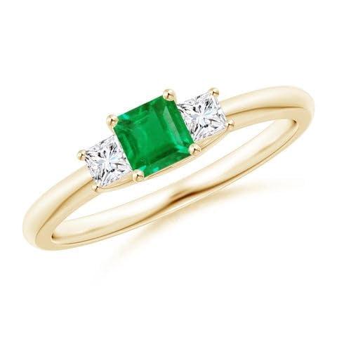 2wist Designs 18K Yellow Gold Plated Solitaire Ring Emerald Cut Emerald ...