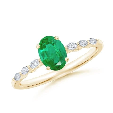 2wist Designs 18K Yellow Gold Plated Solitaire Ring Oval Shape Emerald ...