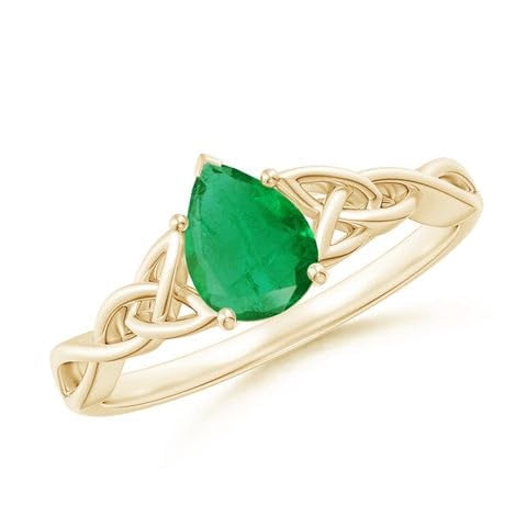 2wist Designs 18K Yellow Gold Plated Solitaire Ring Pear Shape Emerald ...