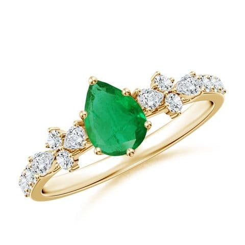 2wist Designs 18K Yellow Gold Plated Solitaire Ring Pear Shape Emerald ...