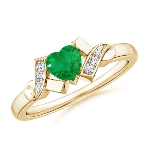 2wist Designs 18K Yellow Gold Plated Statement Ring Heart Emerald Green ...