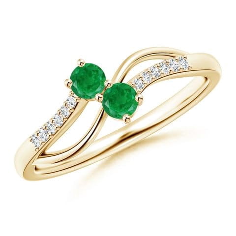 2wist Designs 18K Yellow Gold Plated Statement Ring Round Emerald Green ...