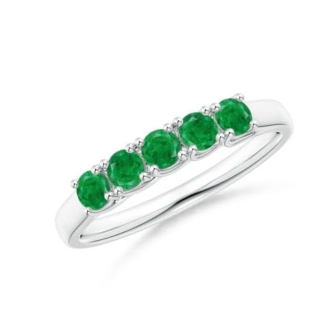 2wist Designs 925 Sterling Silver Band Emerald Round Shape Prong ...