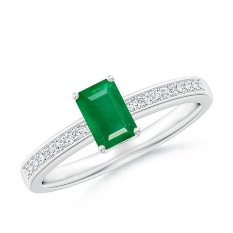 2wist Designs 925 Sterling Silver Emerald Cut Emerald Green Solitaire ...
