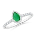 2wist Designs 925 Sterling Silver Halo Emerald Pear Shape Prong Setting ...