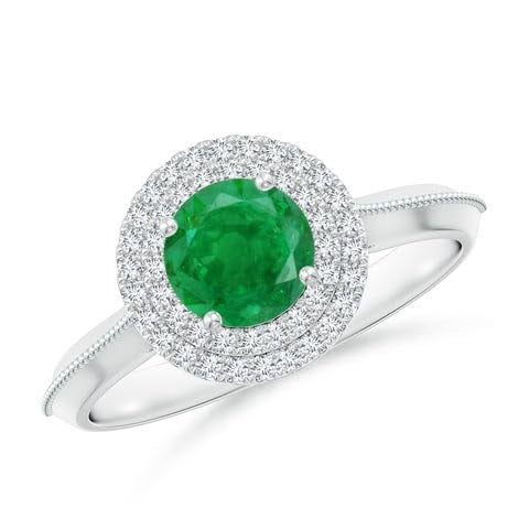 2wist Designs 925 Sterling Silver Round Cut Emerald Green Double Halo ...