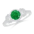 2wist Designs 925 Sterling Silver Round Emerald Green Halo Floral Leaf ...