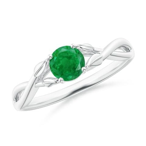2wist Designs 925 Sterling Silver Round Emerald Green Solitaire Nature ...