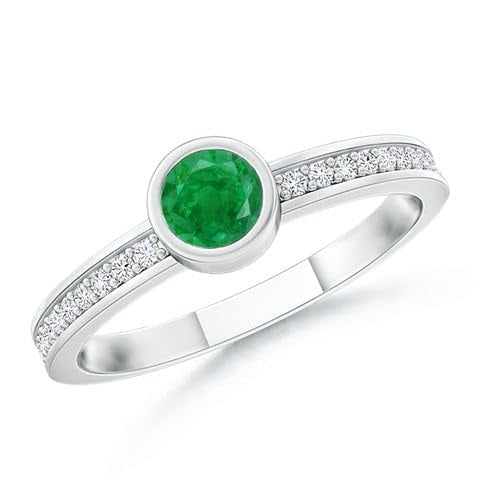 2wist Designs 925 Sterling Silver Solitaire Ring Round Emerald Green ...