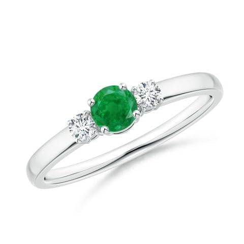 2wist Designs 925 Sterling Silver Solitaire Ring Round Shape Emerald ...