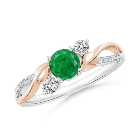 2wist Designs Rose Gold 18k Gold Plated Round Cut Green Emerald ...