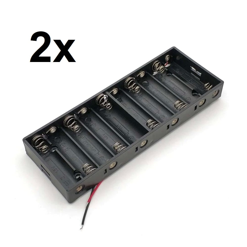 2x 10-AA Battery Slot Spring Holder Case Plastic Storage Box Flat Wires ...
