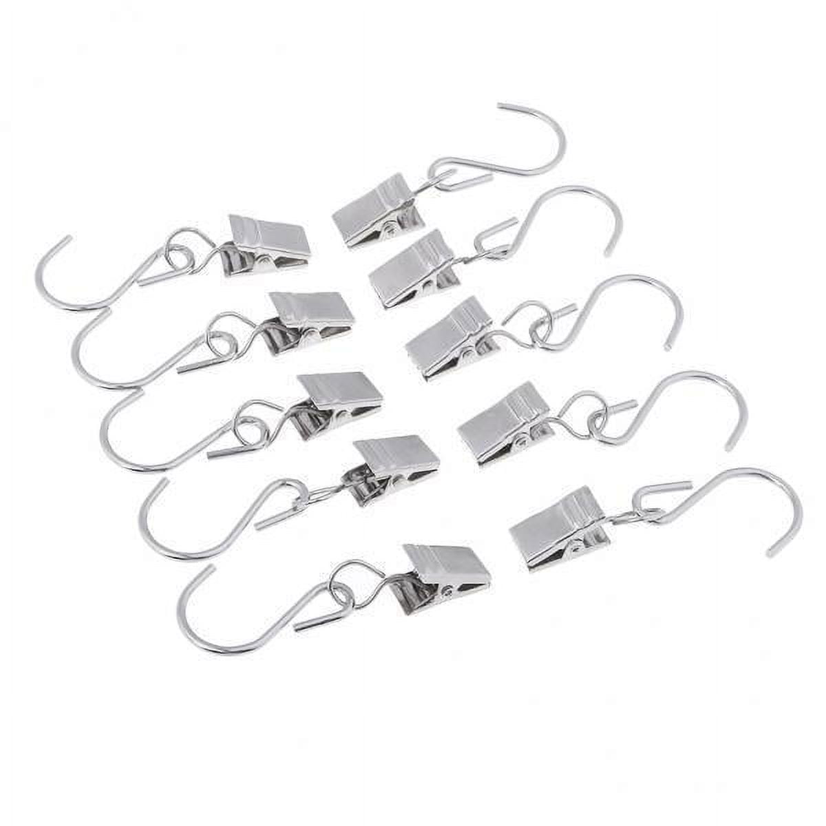 2x 10 Pieces Hanger Clips with S Hook for Hanging, Metal Curtain Clip ...