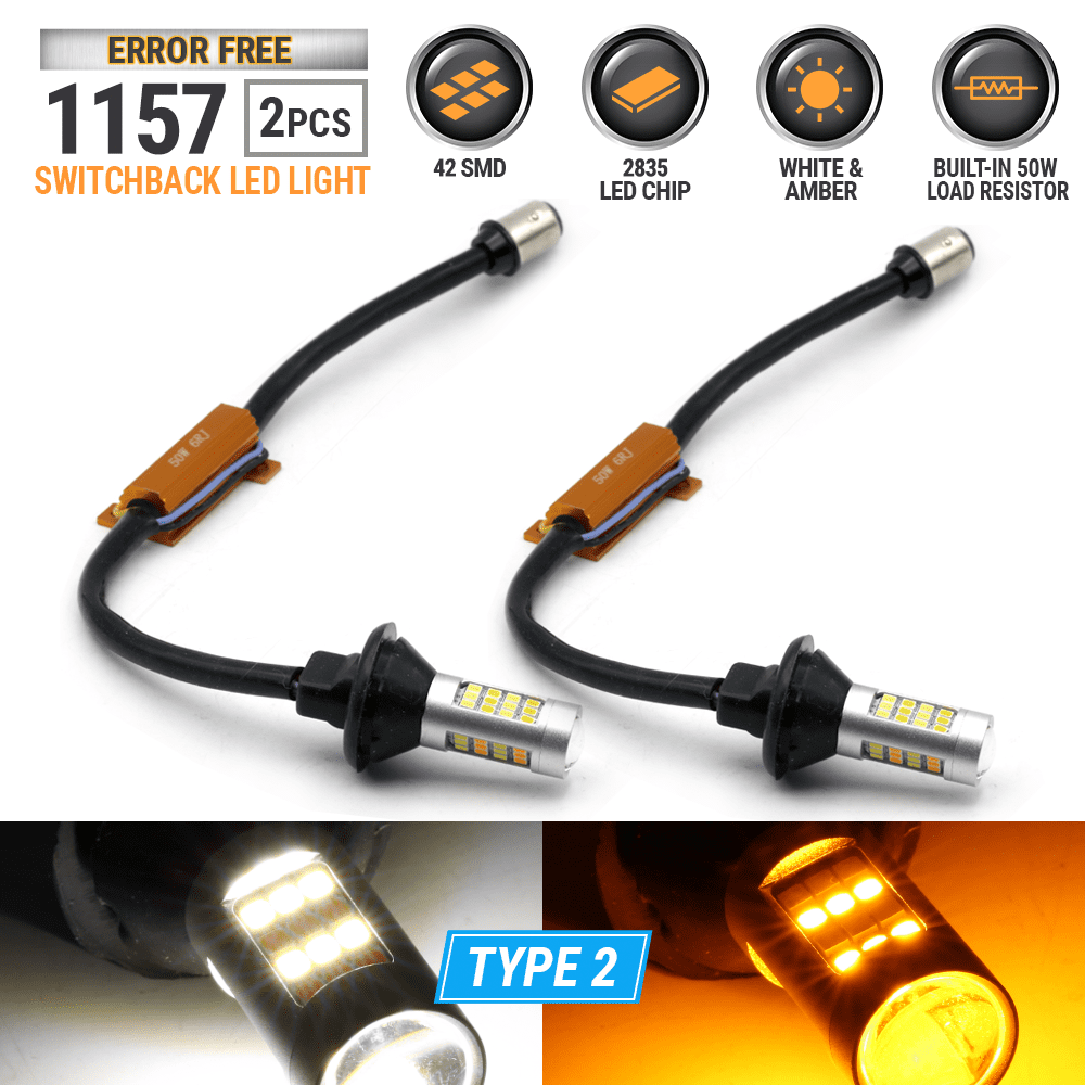 2x 1157 2357 LED Front Blinker Turn Signal Light Bulbs TYPE 2 NO HYPER ...