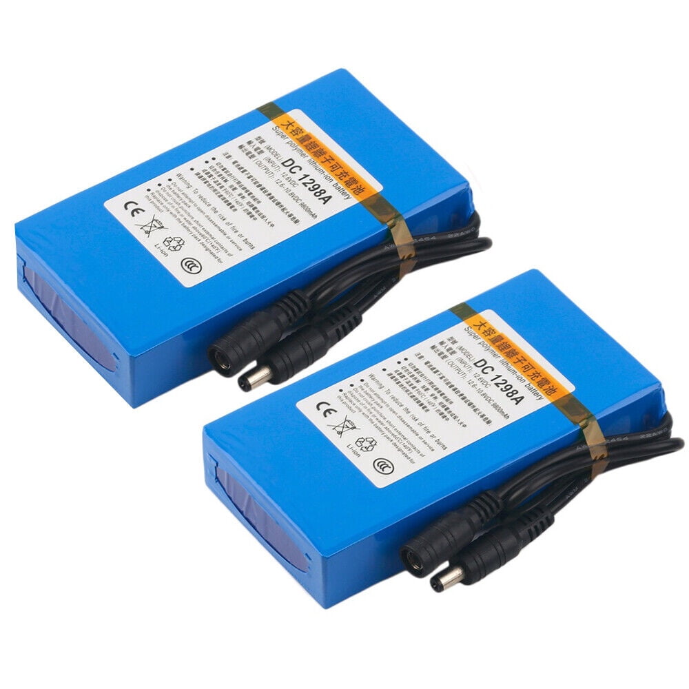 2x 12V DC 9800mAh Rechargeable Portable Li-ion Battery Pack For CCTV ...