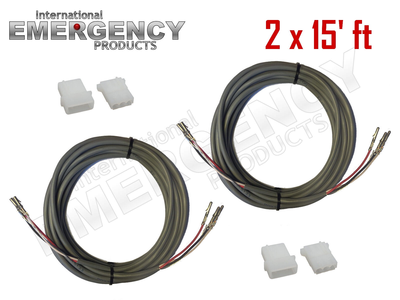 2x 15' ft Strobe Cable 3 Conductor Wire AMP Power Supply w/ Connector ...