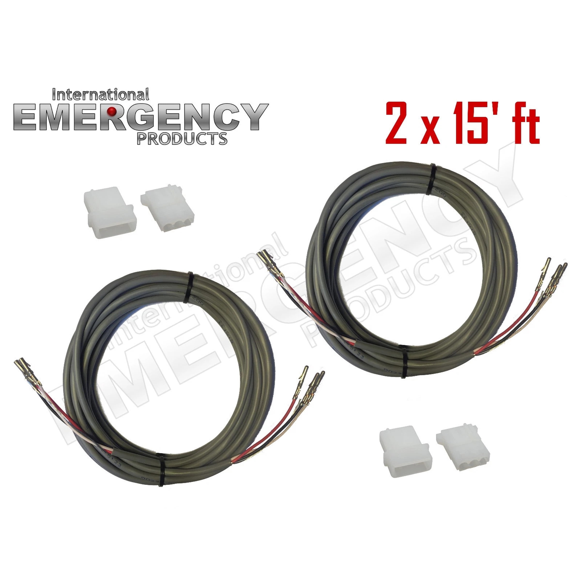 2x 15' ft Strobe Cable 3 Conductor Wire AMP Power Supply w/ Connector ...