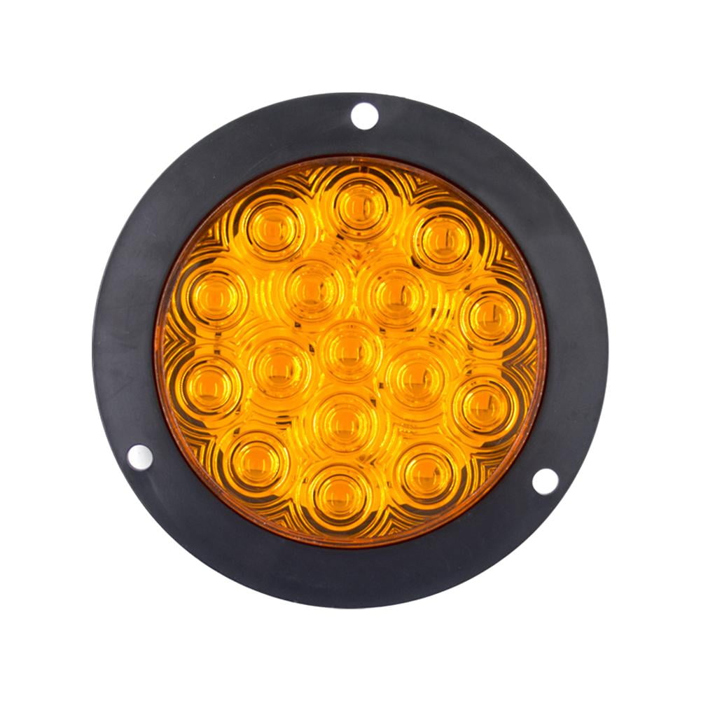 2x 16LED 4" Round Truck Trailer Tail Stop Turn Brake Grommet Lights ...