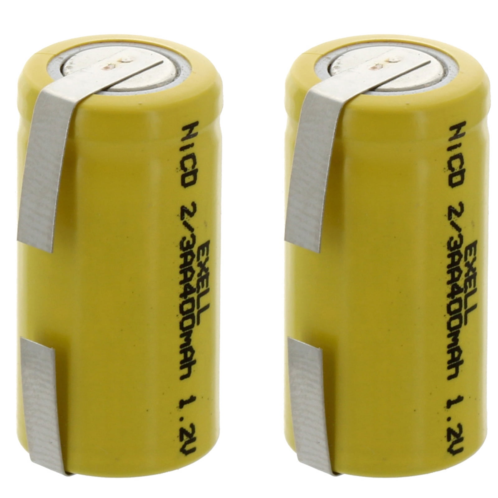 2x 2/3AA 1.2V 400mAh Rechargeable Batteries w/Tabs for Razor FRS Solar ...