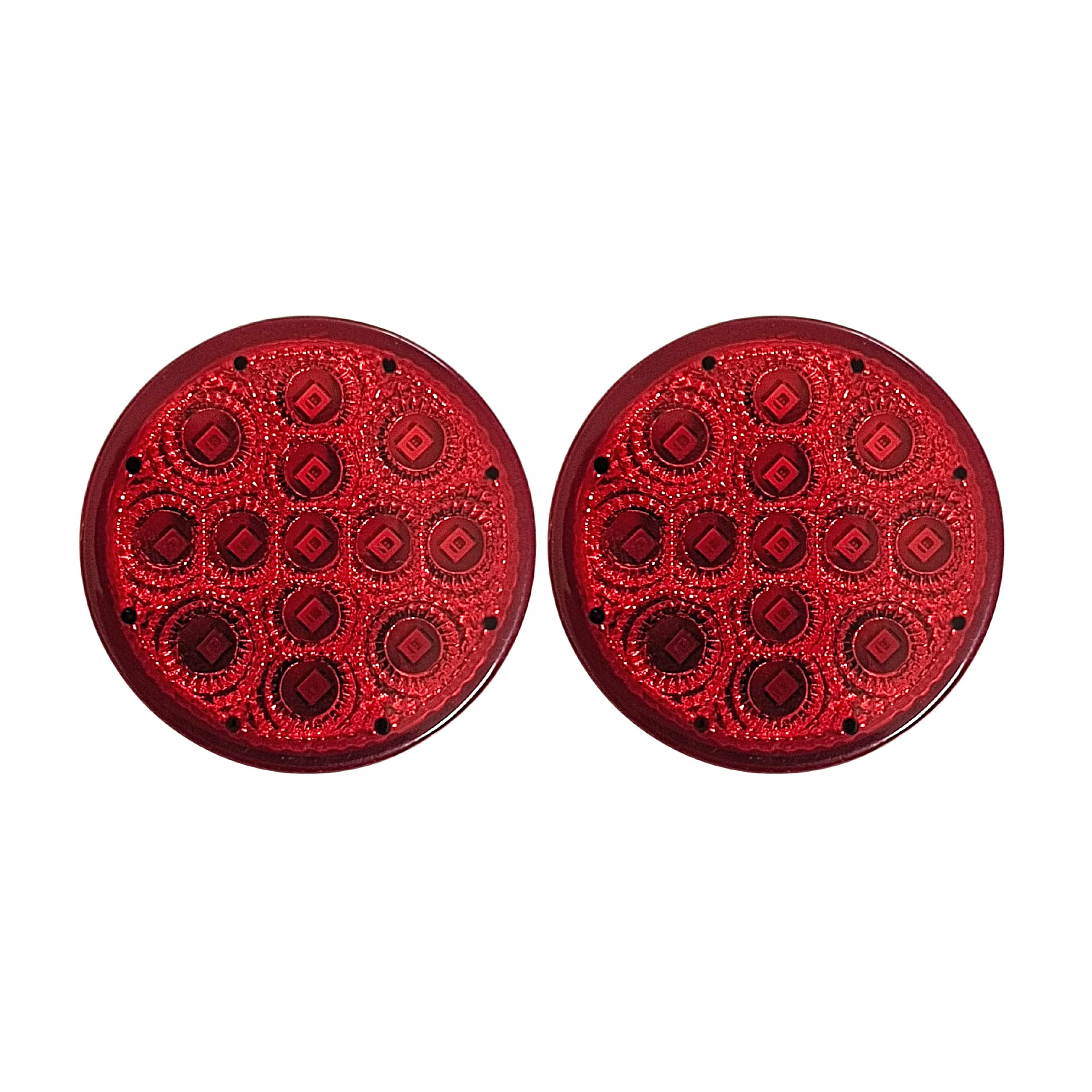 2x 2.5 Round Red LED Clearance Side Marker Lights Kit, 13 Diodes, Flush ...