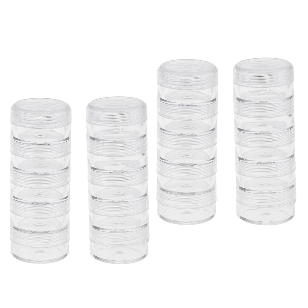 2x 2 Sets Clear Screw Top Jar Stacking Containers, , , Craft, , Gem ...