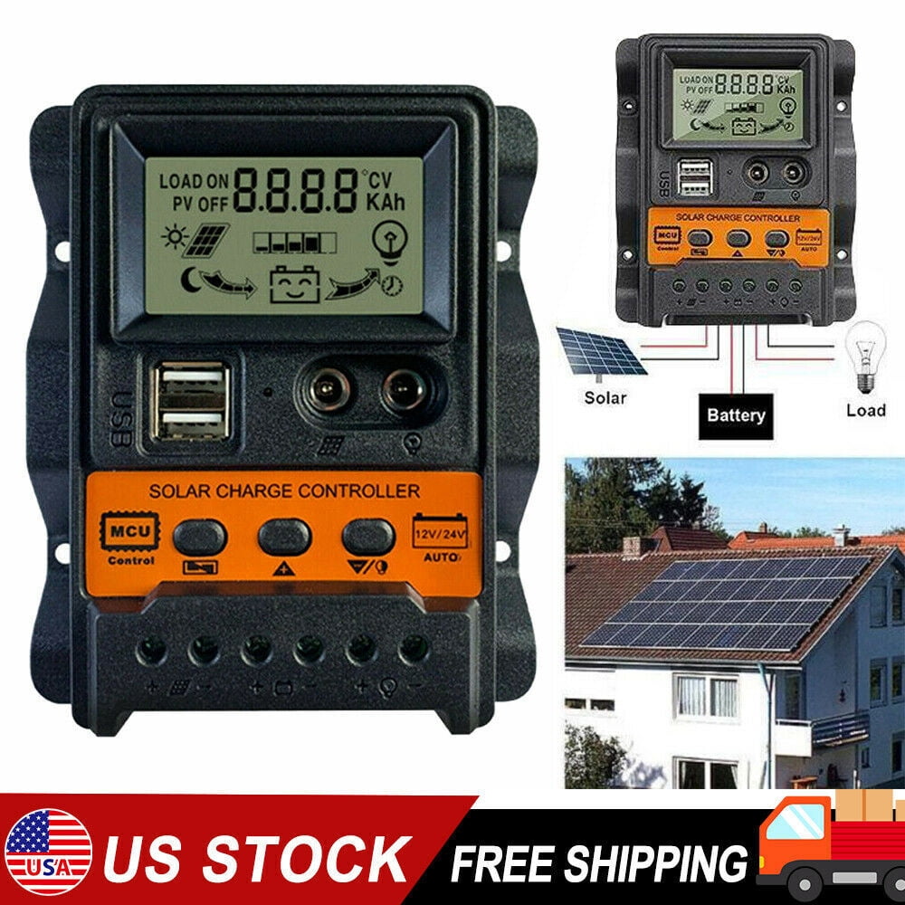2x 22W Solar Panel DC 12V Trickle Charger Battery Charger Kit 100A ...
