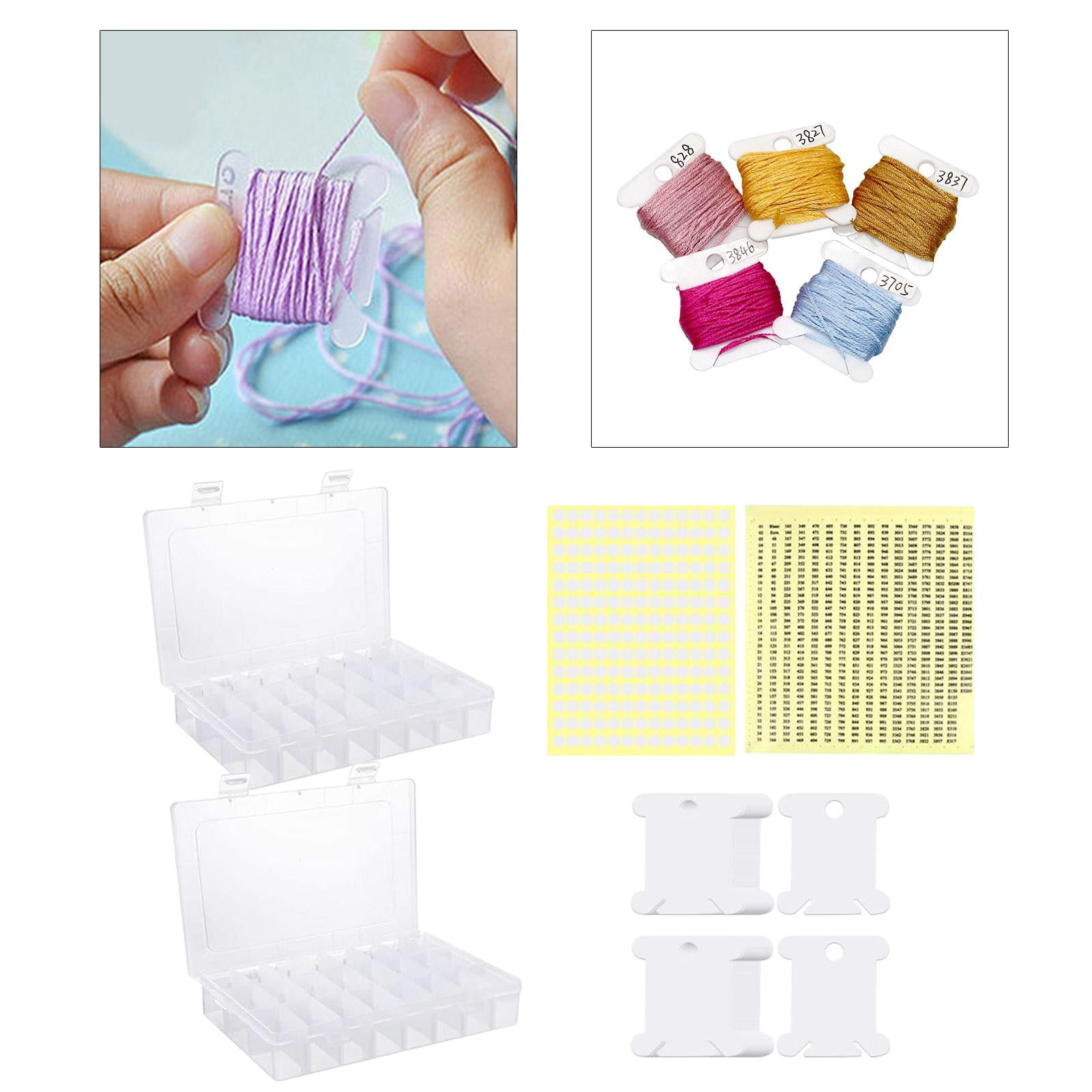 2x 24 Grids Embroidery Floss Stitch Organizer Box with 150 Hard Floss ...