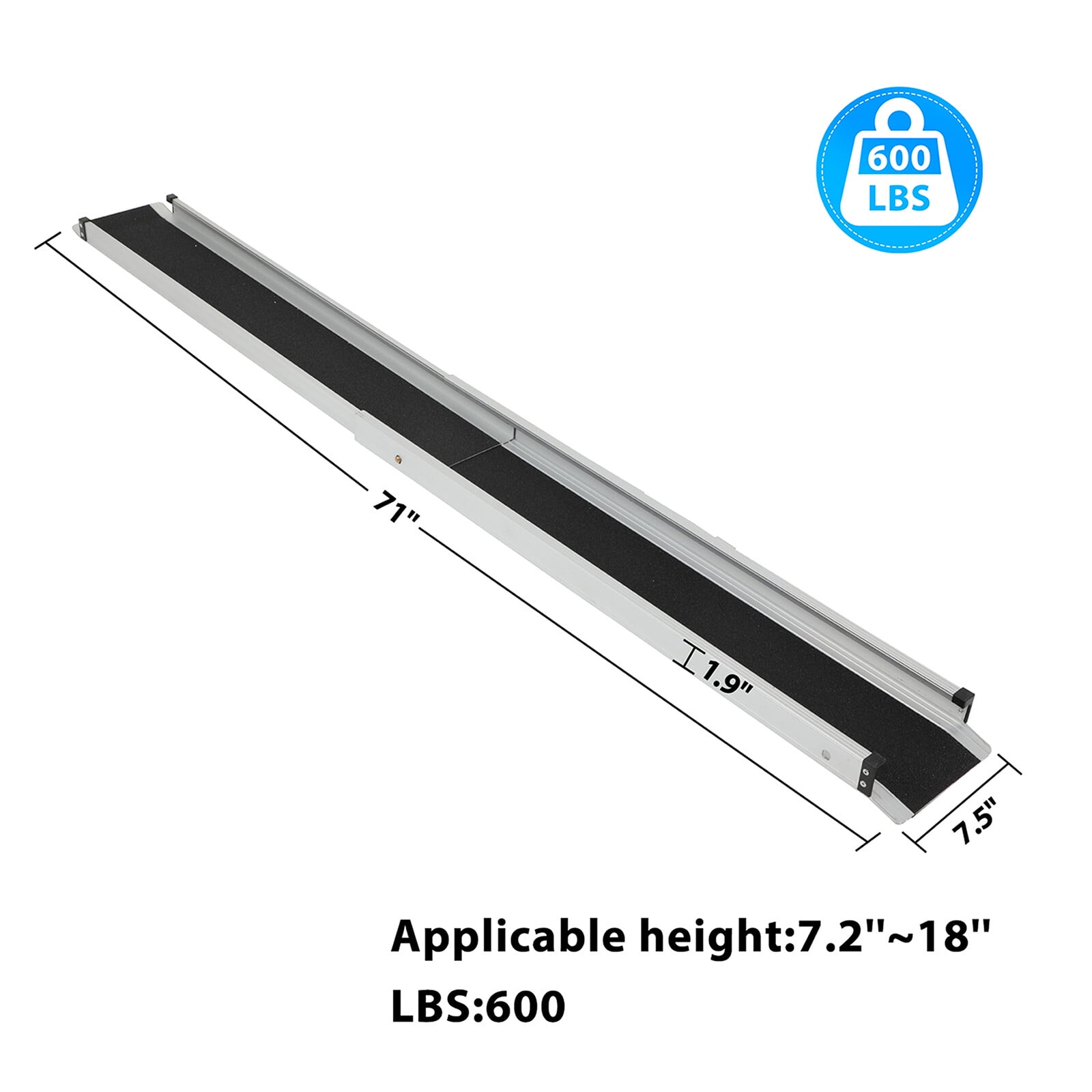 2x 3.5- 6ft High Quality Adjustable Aluminum Wheelchair Ramp,600lbs ...