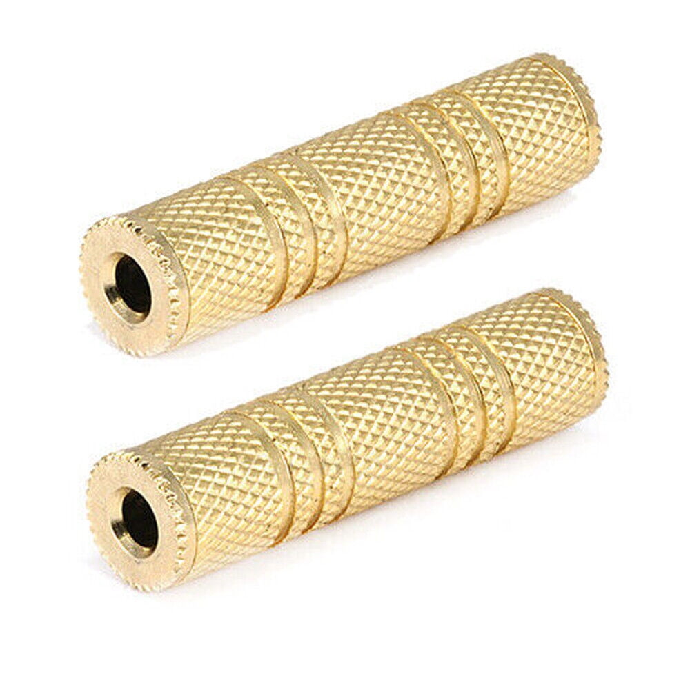 2x 3.5mm 1/8" Aux Stereo Female to Female F/F Gold Audio Coupler ...