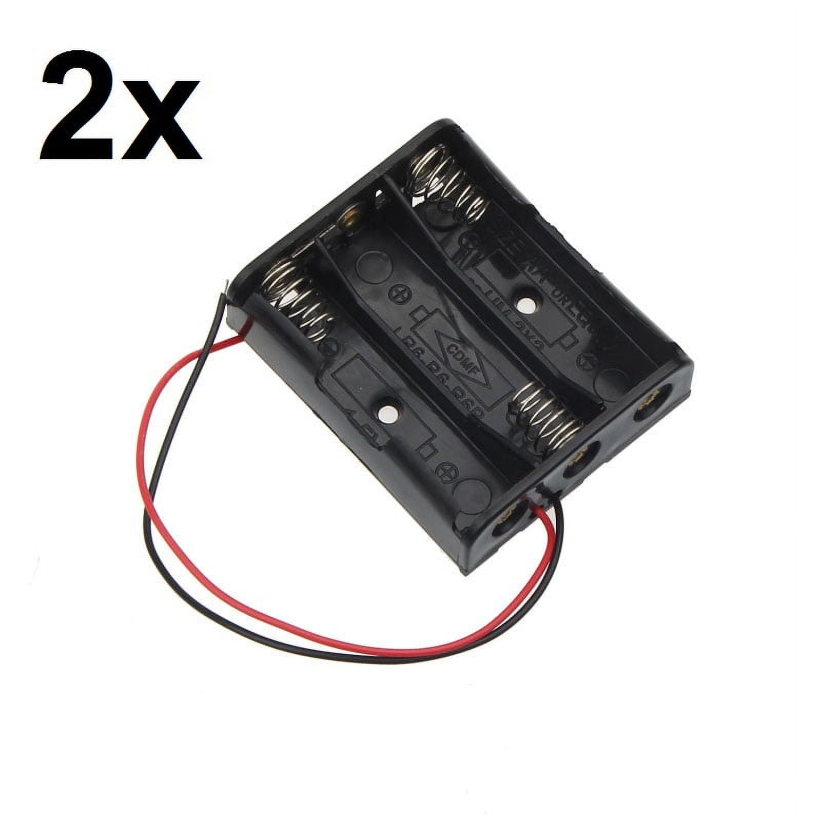 2x 3-AA Slots Battery Spring Clip Holder Case Plastic Storage Box Flat ...