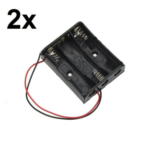 2x 3-AA Slots Battery Spring Clip Holder Case Plastic Storage Box Flat ...