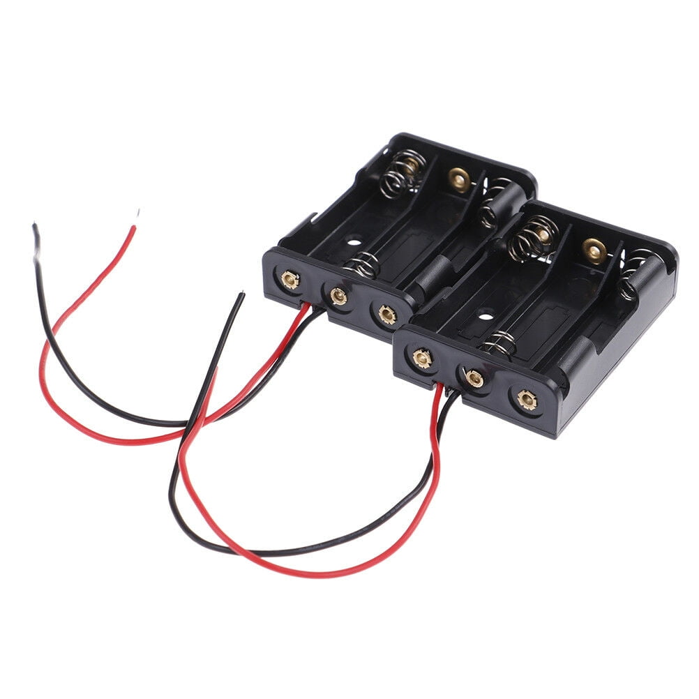 2x 3-AAA Slot Battery Spring Clip 4.5V Holder Case Plastic Storage Box ...