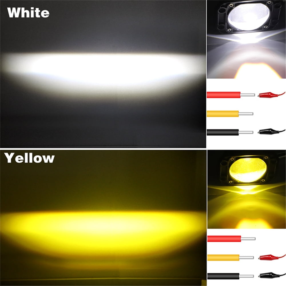 2x 3" LED Square Work Light Flush Mount 6000K White 3500K Yellow Lamp ...